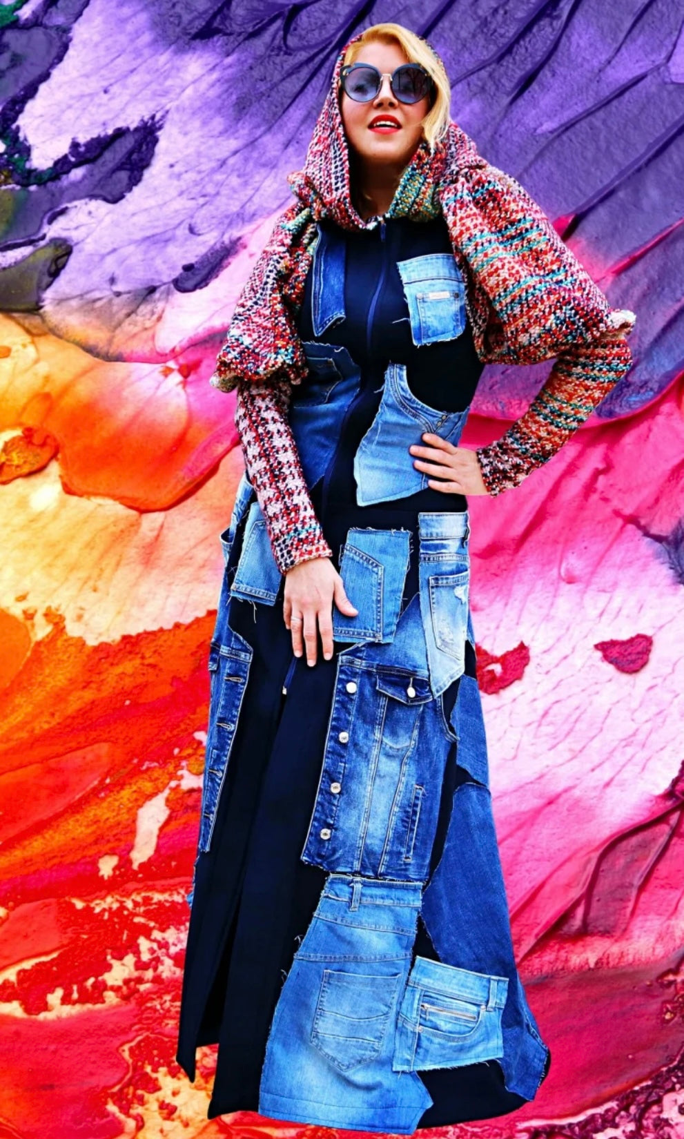 “Dee” Sweater and Denim Patchwork Coat – BLOSSOMS BOUTIQUE