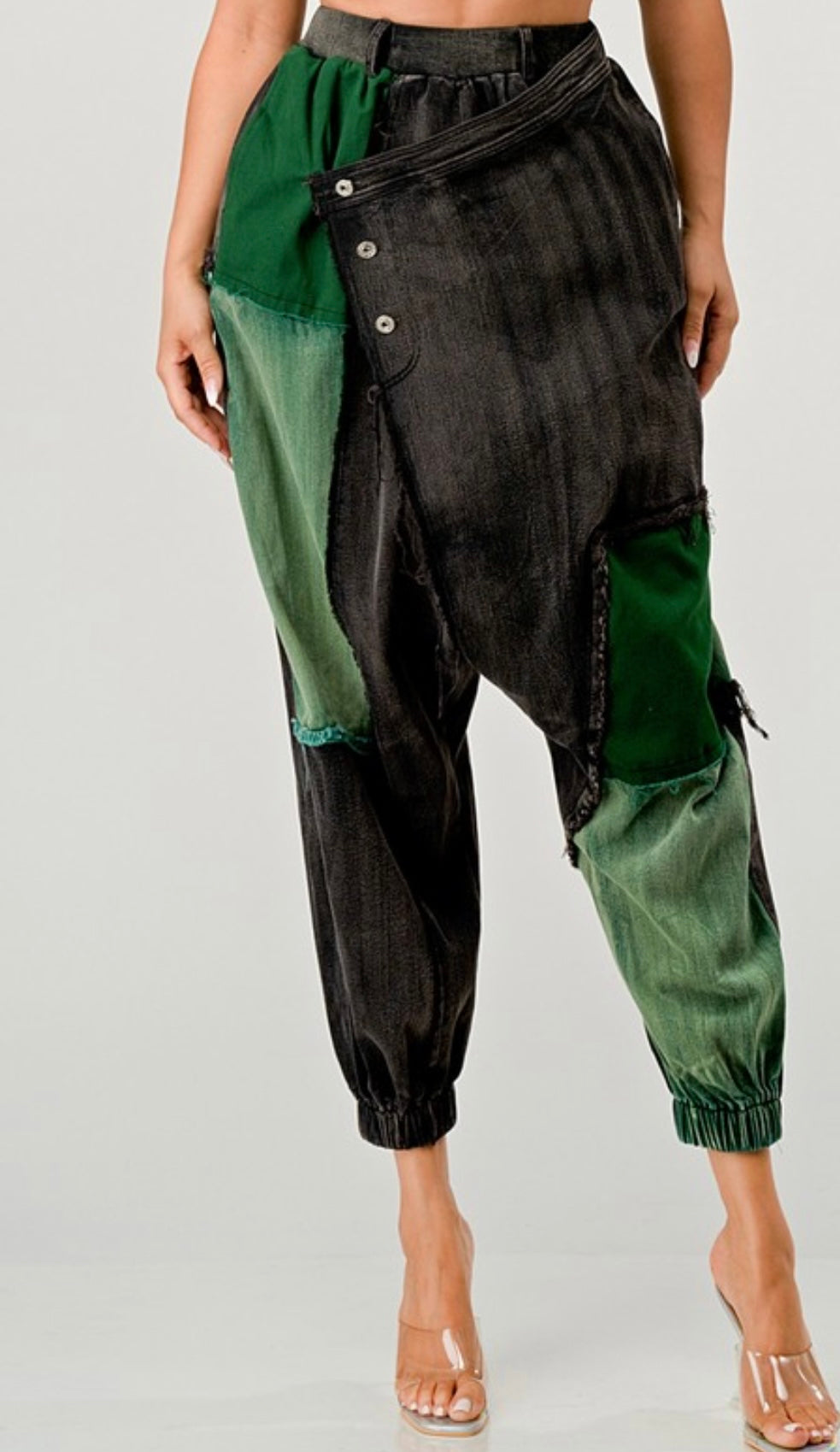 Black Denim & Green Punk Joggers – BLOSSOMS BOUTIQUE