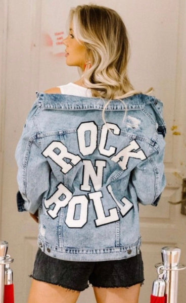 ROCK & ROLL Denim Jacket – BLOSSOMS BOUTIQUE